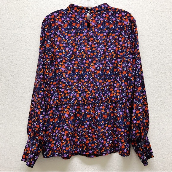 Halogen | Tops | Halogen Colorful Floral Peplum Waist Long Sleeve ...